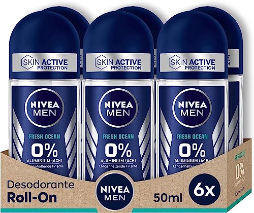 NIVEA MEN Fresh Ocean Deo Roll-On Paquete Ahorro (6 x 50 ml ...