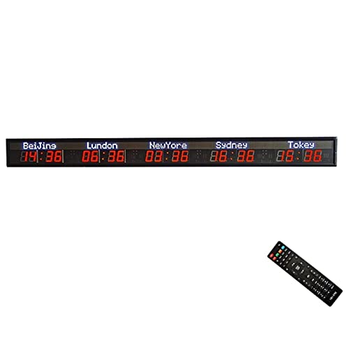 Reloj LED Digital Gigante: 5 Zonas Horarias - Montado en Pared ...