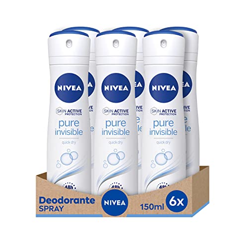 NIVEA Pure Invisible Spray Desodorante: Protección 6 x 150 ml para una ...